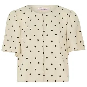 TRAFFIC PEOPLE Neutrals / Spanish Harlem Cream And Polka Dot Daisy Top - Black