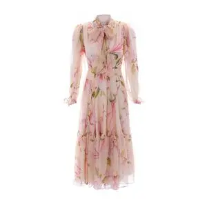 SOFIA TSERETELI Long Cream “magnolia” Dress