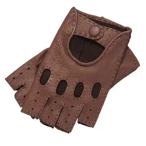 1861 GLOVE MANUFACTORY Rome Spring Deerskin Fingerless Driving Gloves In Taupe - Brown