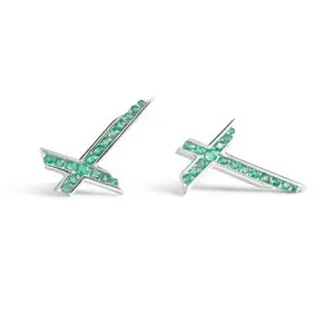 KASUN LONDON Silver / Green Lucky Star Earrings May Emerald Silver - Silver/green