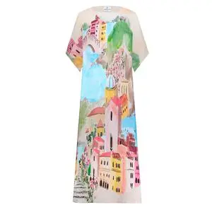 DHARA SHETH, DUBAI La Riviera Printed Long Kaftan Maxi Dress & Multicolor - Pink