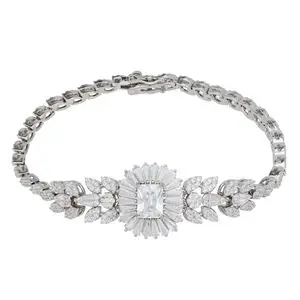 LATELITA White / Silver Countess Gemstone Bracelet Moissanite Silver - White/silver