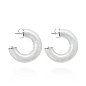 SAULE LABEL Alba Hoops In Frost - Silver