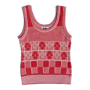 GIGI KNITWEAR Lila Flower Check Tanktop, & Natural - Red
