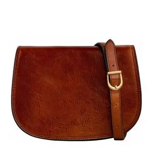 TIME RESISTANCE Cognac Leather Saddle Bag Moonfleet - Brown