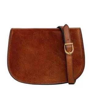 TIME RESISTANCE Cognac Leather Saddle Bag - Brown