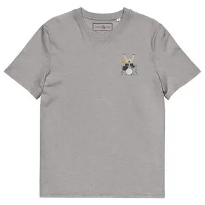 ANCHOR & CREW Heather Drummer Monkey Organic Cotton Embroidered T-shirt - Grey