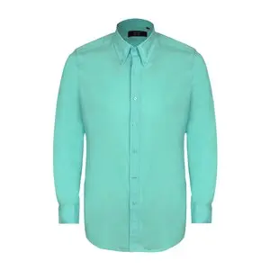 DAVID WEJ Hugo Linen Pin Down Shirt Turquoise