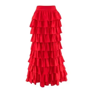 SILVIA SERBAN Veil Skirt With Adjustable Length - Red