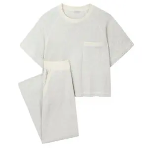 MAMU DREAM Neutrals Cream Marl Organic Cotton Sweatshirt & Joggers Set - White