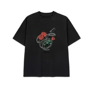 Éclectique Rose Graphic T-shirt - Black