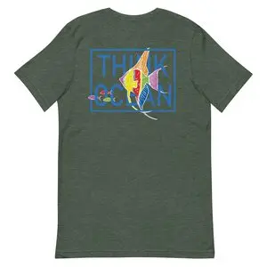 ANCHOR & CREW Forest Think Ocean Fish Fluorescence Cotton Embroidered T-shirt - Green