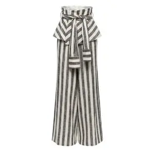 MIRIMALIST Sleeves Striped Maxi Pants - Grey