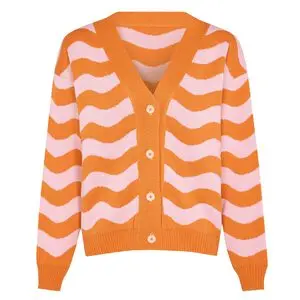 INGMARSON Orange / Pink Waves Cardigan Wool & Cashmere Orange & Pink - Orange/pink