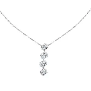 DIAMONBLISS Embellished With Swarovski Silver Plated Oval Cut Drop Pendant Necklace, Five Carats - White