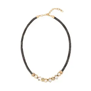 Saachi Bling Charm Leather Necklace - Grey