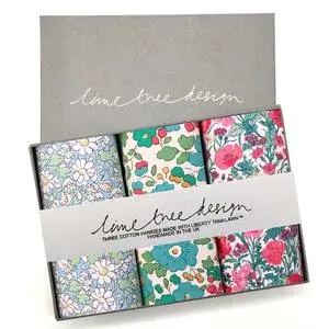 LIME TREE DESIGN Three Hankies Made With Liberty Tana Lawn Pistachio - Green