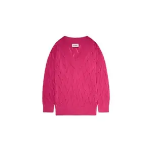 LA GRANNI V-neck Jumper With Cable Knit Detail