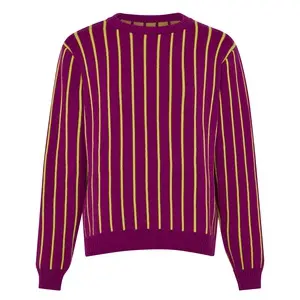 INGMARSON Thin Striped Wool & Cashmere Jumper Purple - Yellow