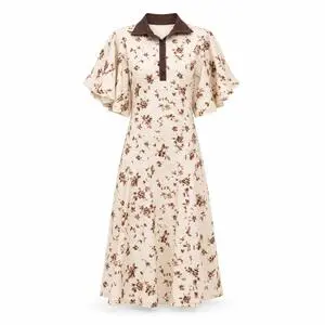 Carmen Says Floral Print Midi Dress With Contrasting Collar