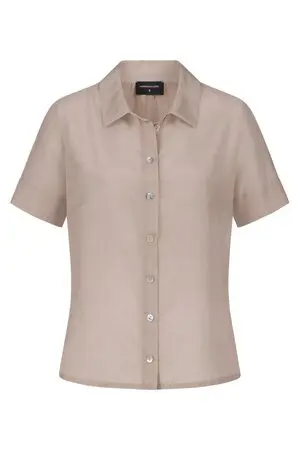 MARIANNA DÉRI Taupe Silk Blend Blouse - Brown
