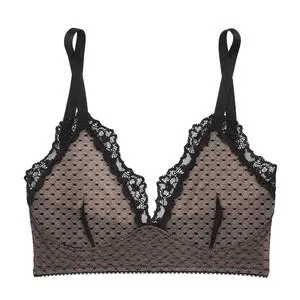 VERDANT INTIMATES Dot Mesh Longline Bra - Black