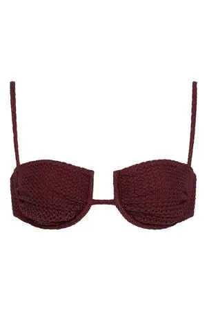 MONTCE Maroon Crochet Simonette Bikini Top - Red
