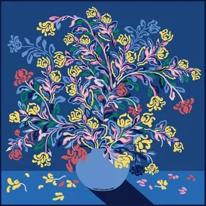 JESSIE ZHAO NEW YORK Silk Scarf Of Night Flowers - Blue