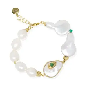 VINTOUCH ITALY The Eye Gold-plated Emerald & Pearl Bracelets - Green