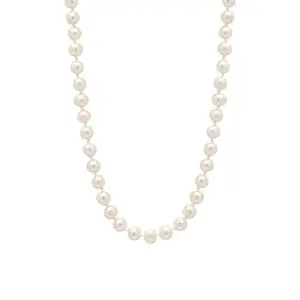 SPERO LONDON Large Natural Freshwater Real Pearl Strand Necklace - Silver