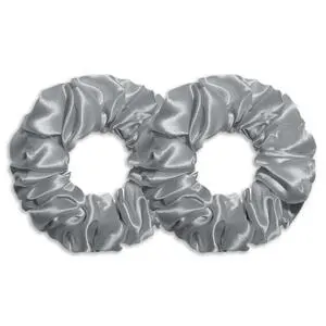 6FIFTYTWO® Pure Mulberry Classic Silk Scrunchies - Silver