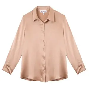 BEL CASHMERE Diana Silk Blouse In Latte - Brown