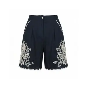 NOOKI DESIGN Petra Embroidered Cutout Shorts - Black