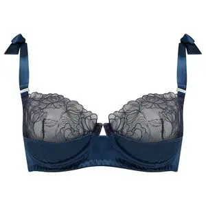 VOLLERS THE CORSET COMPANY LIMITED Aria Satin Balcony Bra - Blue