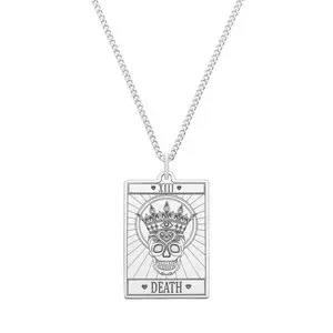 CARTERGORE Large Sterling “death” Tarot Card Necklace - Silver