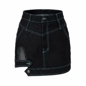 GAO REPUBLIC Mini Skirt Cut-out Denim Indigo - Blue