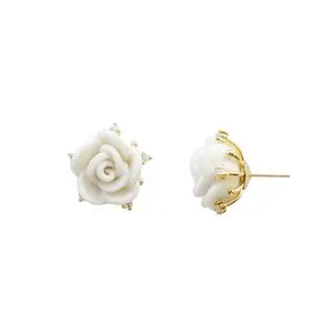 POPORCELAIN Cloud Porcelain Rose Stud Earrings