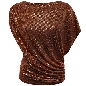 ME & THEE Neutrals Lend An Ear Copper Sequin Top - Brown