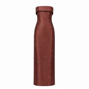 GUSHKA Crystal And Sequin Embellished Column Gown Evening Dress - Brown