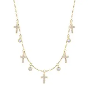 KAMARIA Mini Cross Choker Necklace - Gold