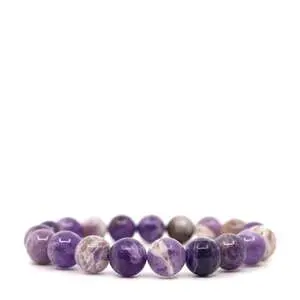 Shar Oke Purple / Neutrals / White Dog Tooth Amethyst Bracelet - Purple/white