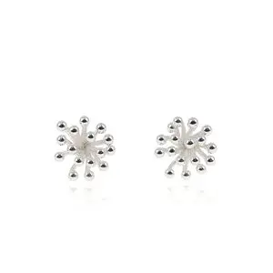 JANUS EDINBURGH Heather Bloom Mini Flower Stud Earrings - Silver