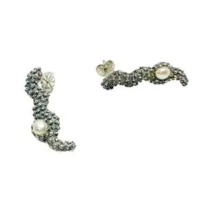 TG-JEWELLERY BY TAMARA GERVASIO Silver / White Sea Slug Pearl Stud Earrings – Sterling Silver With Pearl Accent - Silver/white
