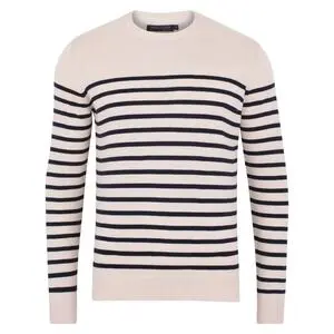 PAUL JAMES KNITWEAR Breton Stripe Cotton Sweater - Beige