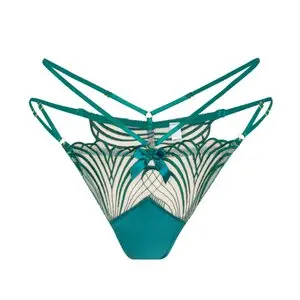EMPRESS MIMI Queen Of Cups Emerald Embroidered G-string - Green