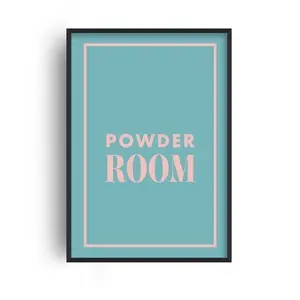 FANCLUB Blue / Pink Playful Powder Room Retro Quote Art Print - Blue/pink