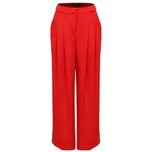 SMART AND JOY Loose Straight Tailor Pants - Red