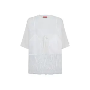 PCFG Daydreamers Mini T-shirt Dress With Lace And Satin Details - White