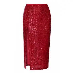AGGI BY HALEWSKI Zuza Sparkle Sequin Midi Skirt With Slit