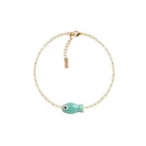 ADRIANA PAPPAS DESIGNS Fishy Chain Anklet Turquoise - Blue
